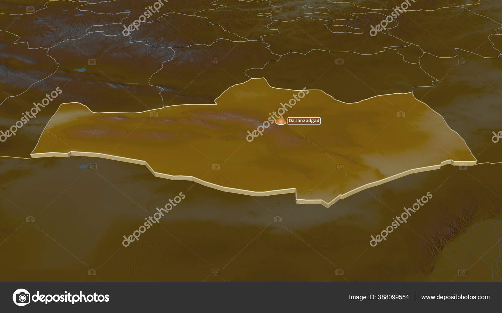 Zoom Omnogovi Province Mongolia Extruded Oblique Perspective ...