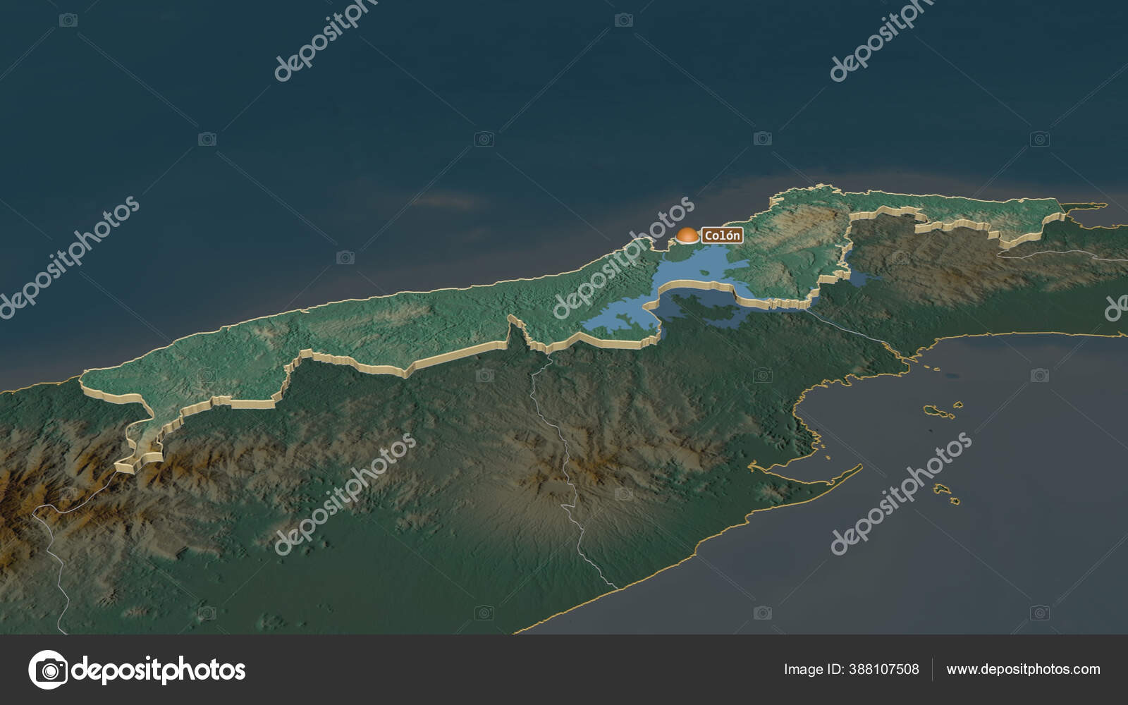 Ampliar Colón Provincia Panamá Extruido Perspectiva Oblicua Mapa ...