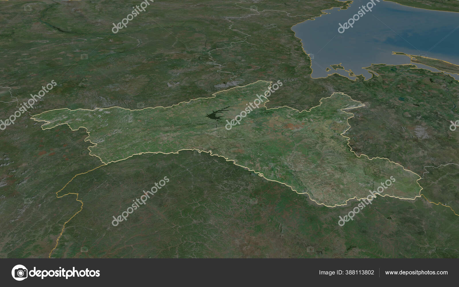 Zoom Amur Region Russia Outlined Oblique Perspective Satellite Imagery ...