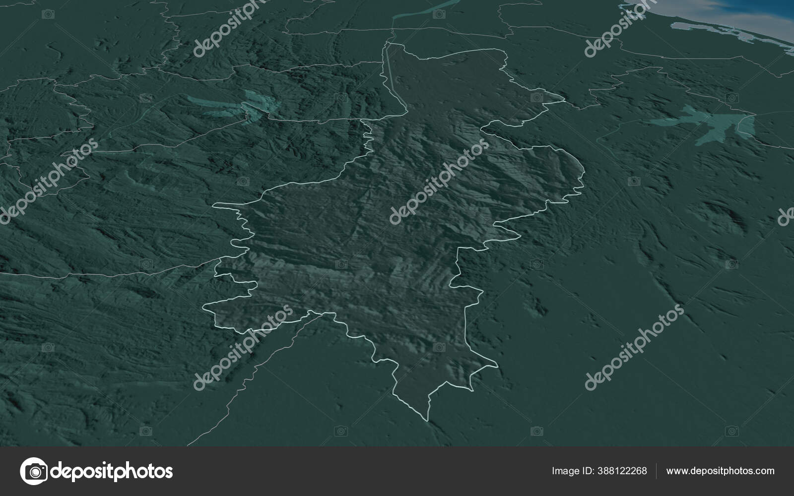 Zoom Badulla District Sri Lanka Outlined Oblique Perspective Colored ...