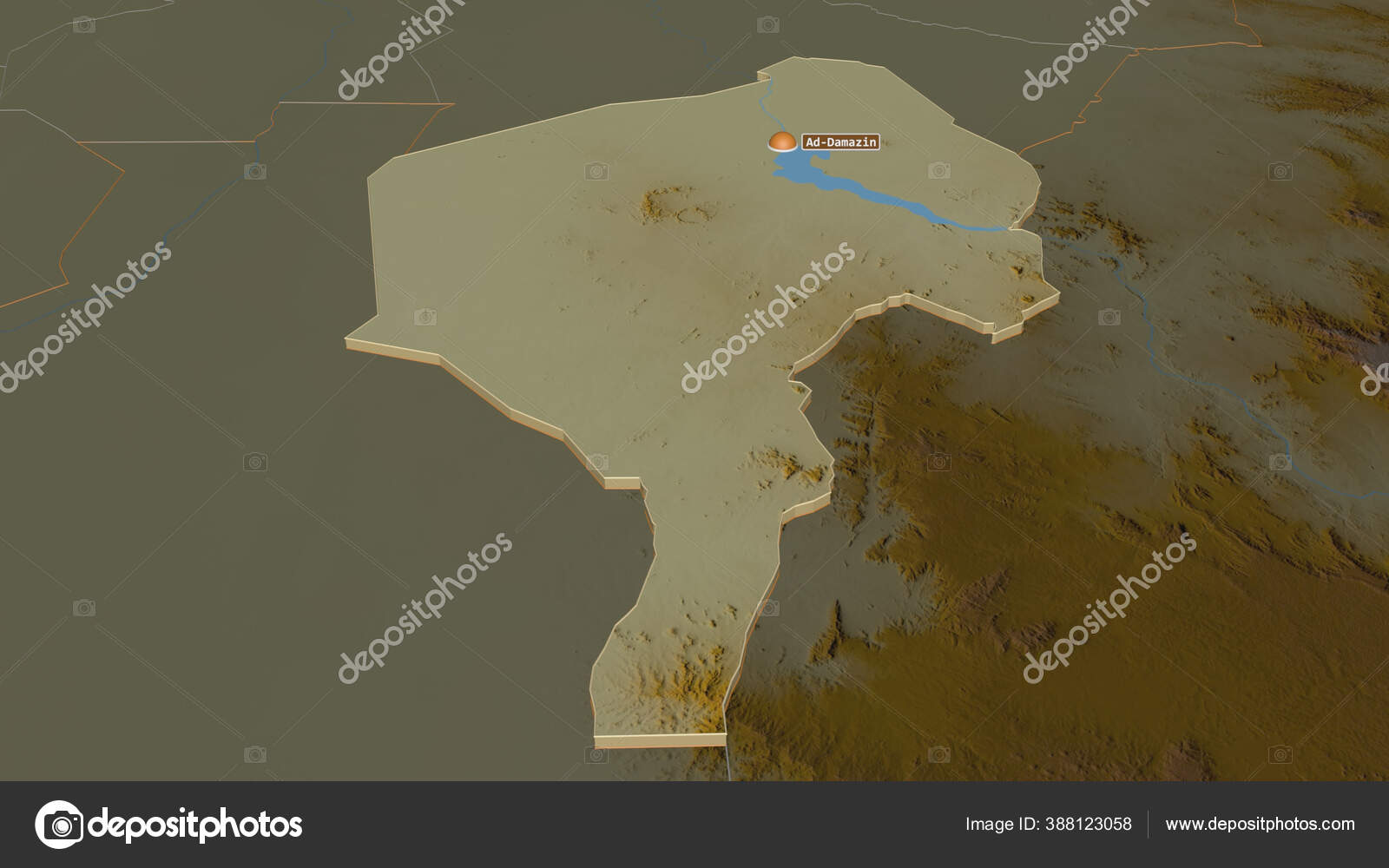 Zoom Blue Nile State Sudan Extruded Oblique Perspective Topographic ...