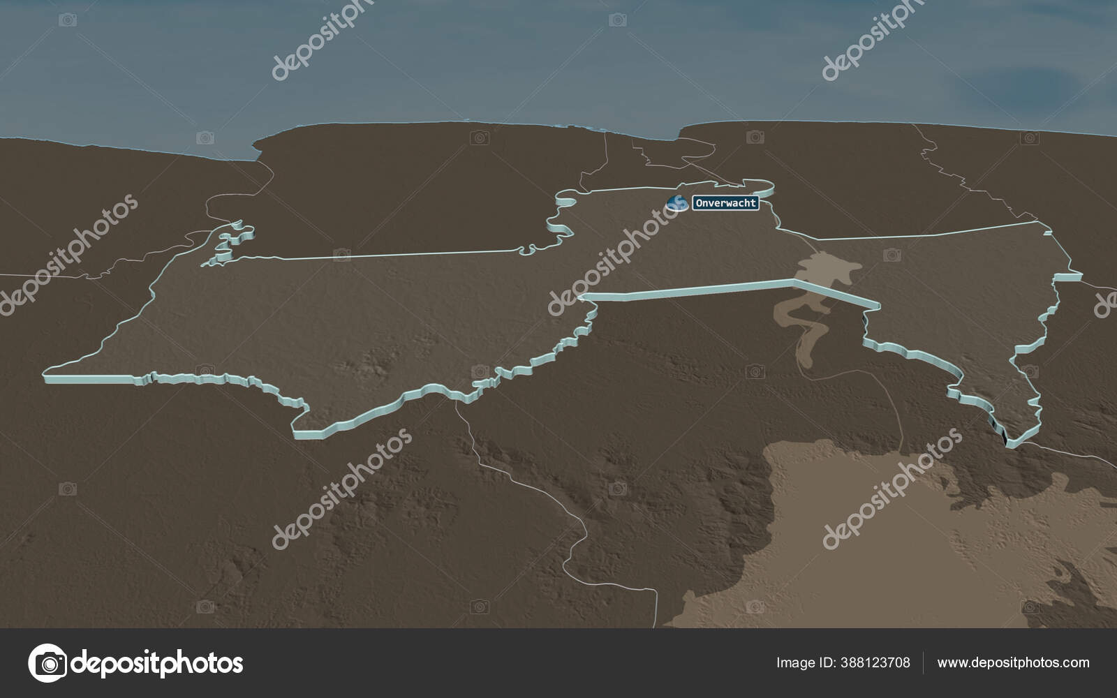 Zoom Para District Suriname Extruded Oblique Perspective Colored Bumped ...