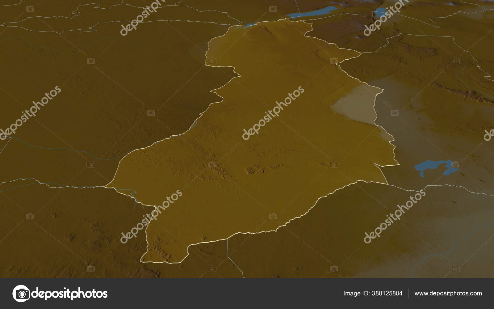 Zoom Singida Region Tanzania Outlined Oblique Perspective Topographic ...