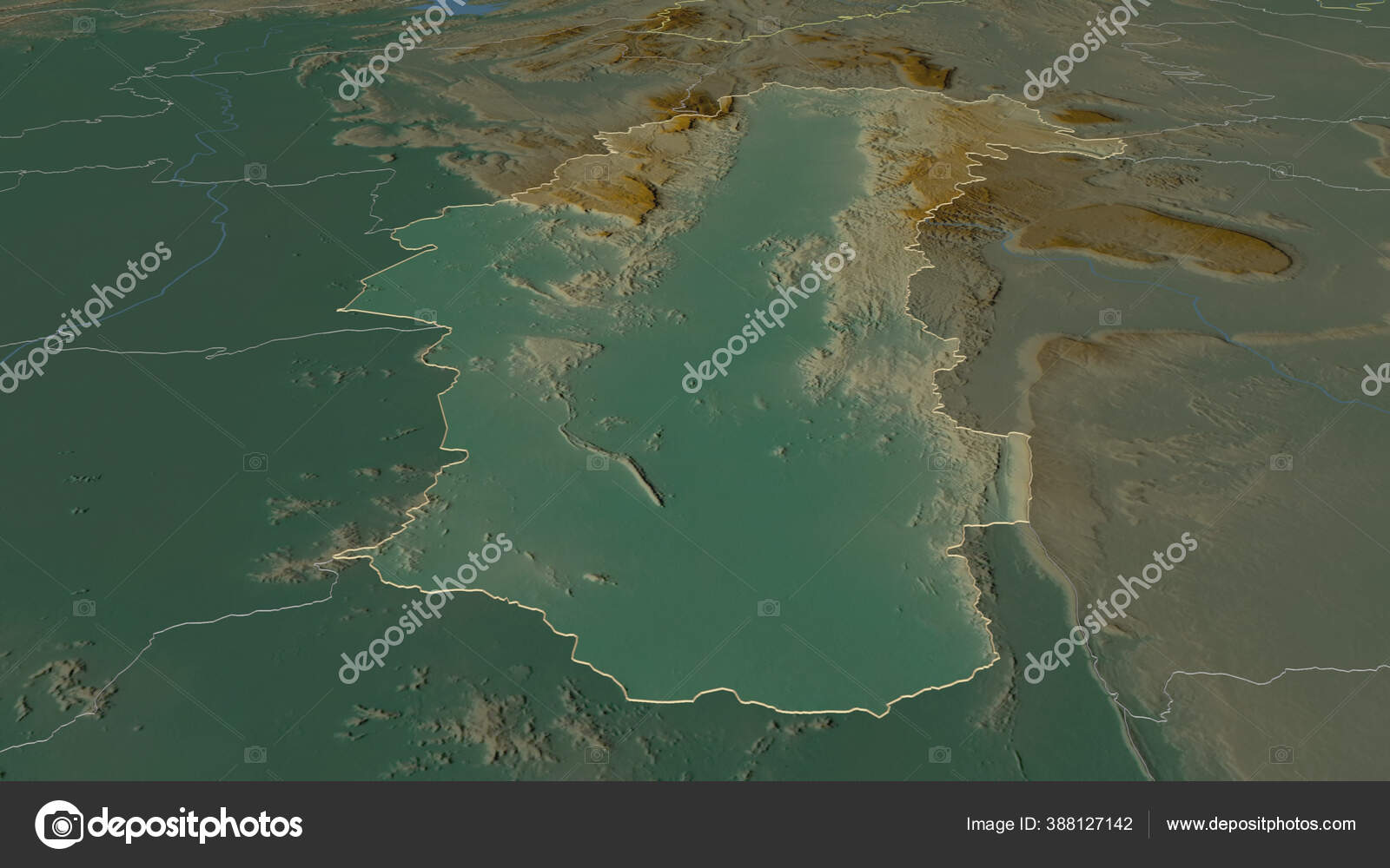 Zoom Phetchabun Province Thailand Outlined Oblique Perspective ...