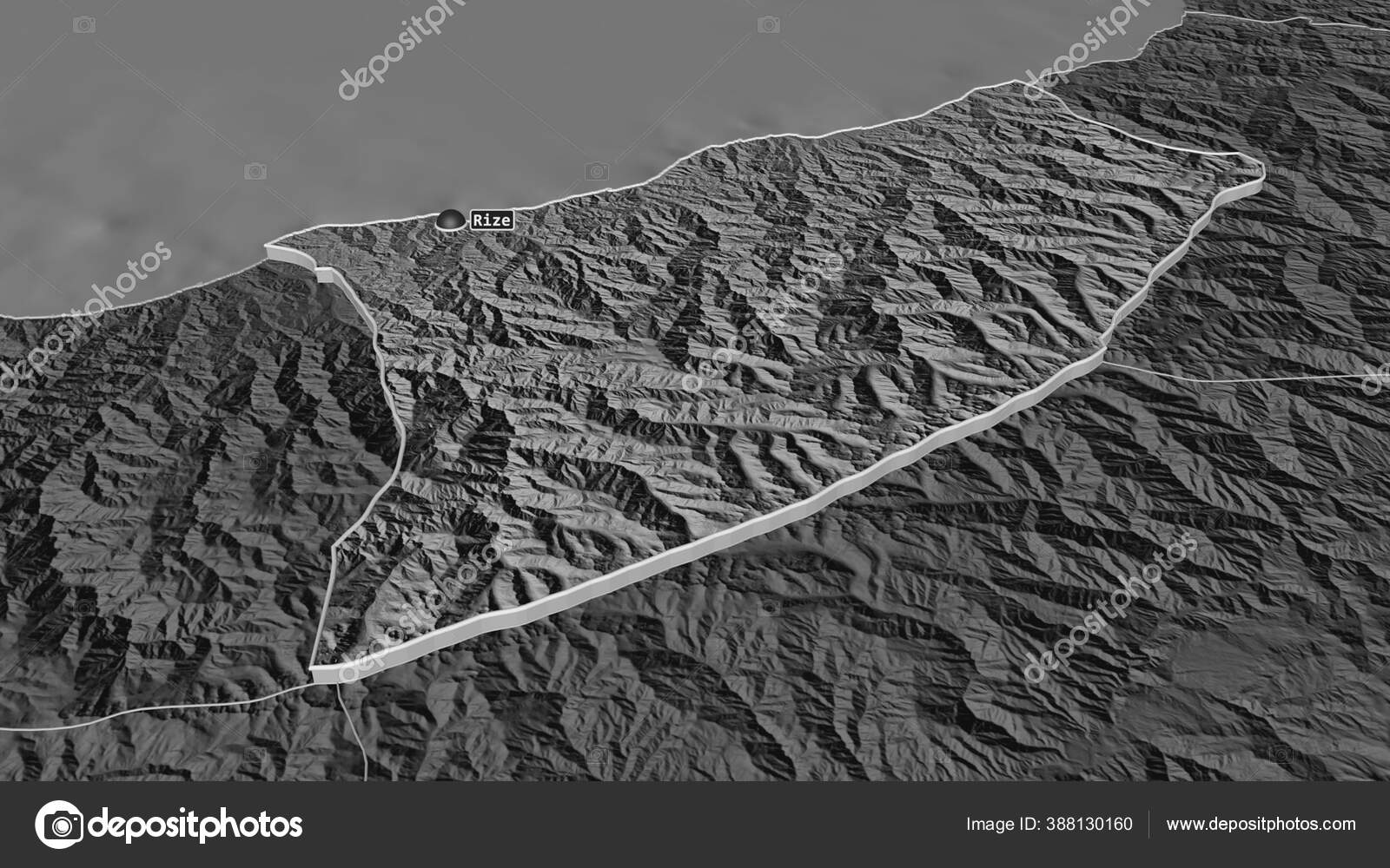 Zoom Rize Province Turkey Extruded Oblique Perspective Bilevel ...