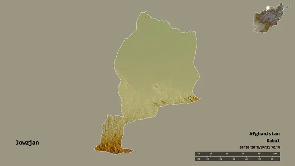 Forma de Jowzjan, provincia de Afganistán, con su capital aislada sobre ...