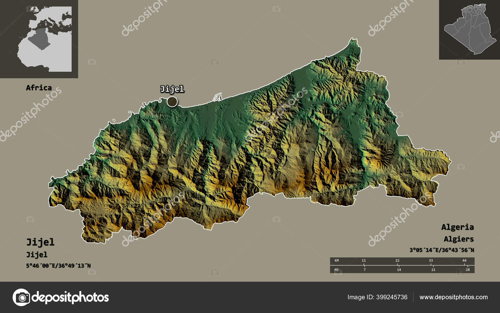 Shape Jijel Province Algeria Its Capital Distance Scale Previews Labels ...