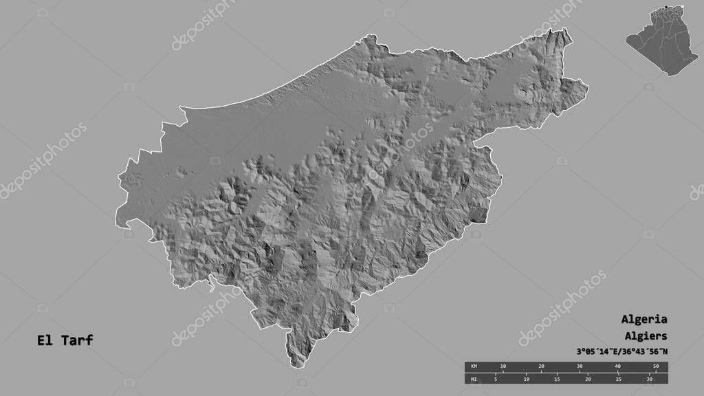 Forma de El Tarf, provincia de Argelia, con su capital aislada sobre un ...