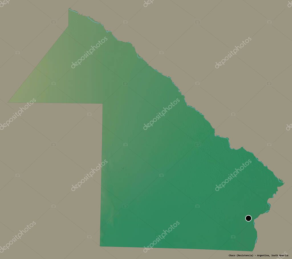 Forma del Chaco, provincia de Argentina, con su capital aislada sobre ...