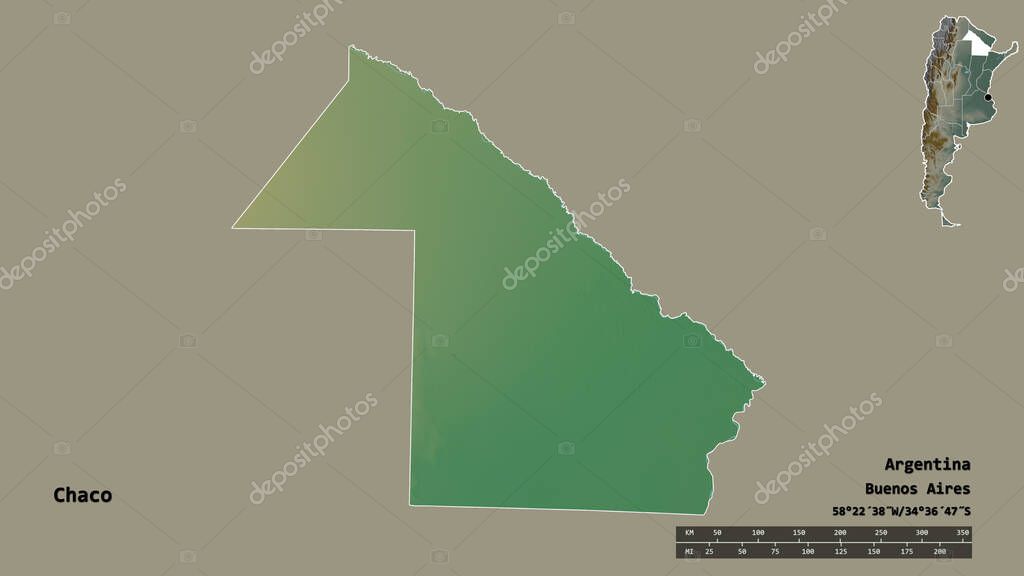 Forma del Chaco, provincia de Argentina, con su capital aislada sobre ...