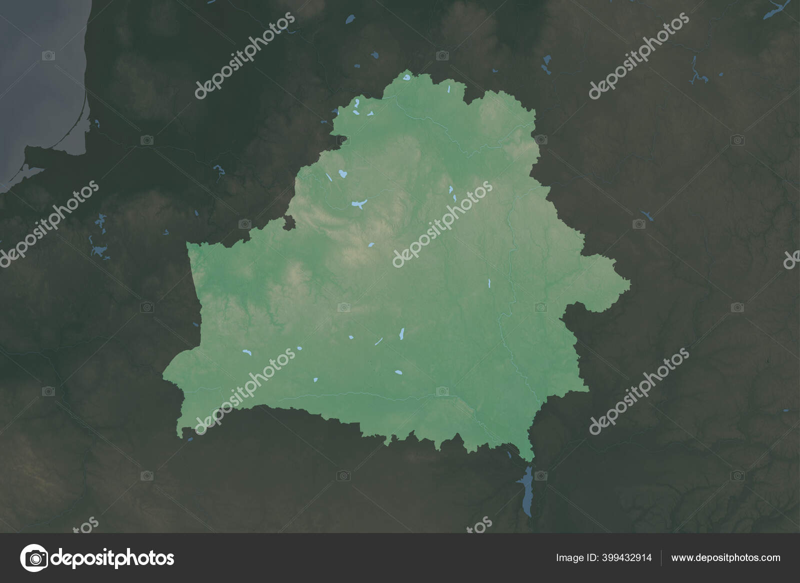 Shape Belarus Separated Desaturation Neighboring Areas Topographic ...