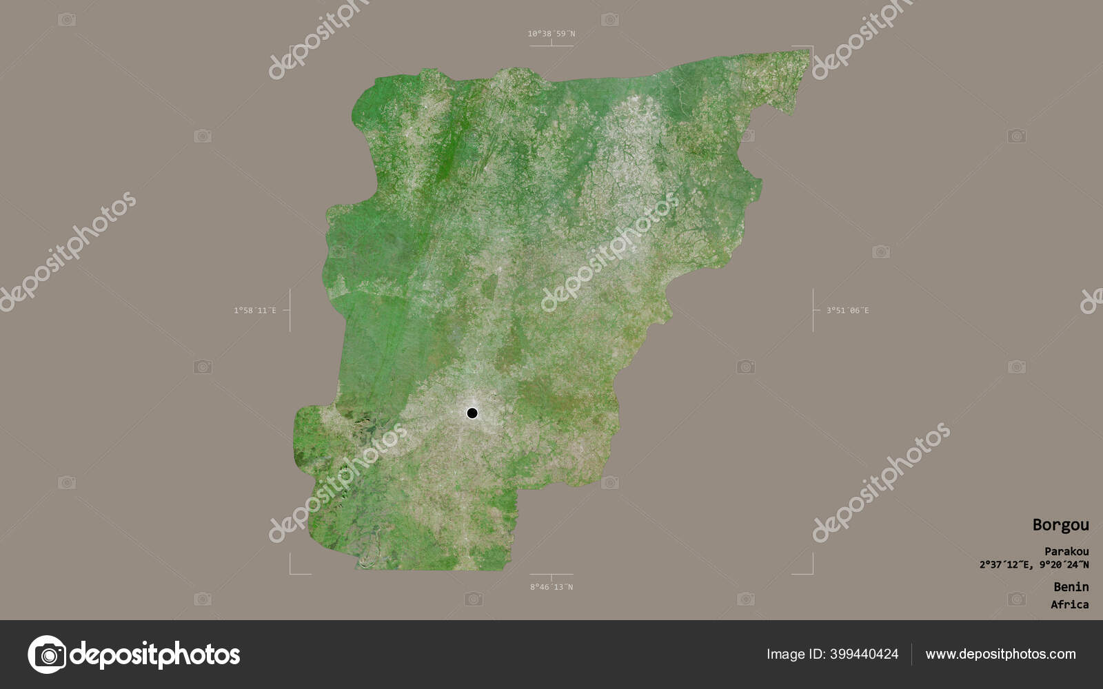 Area Borgou Department Benin Isolated Solid Background Georeferenced ...
