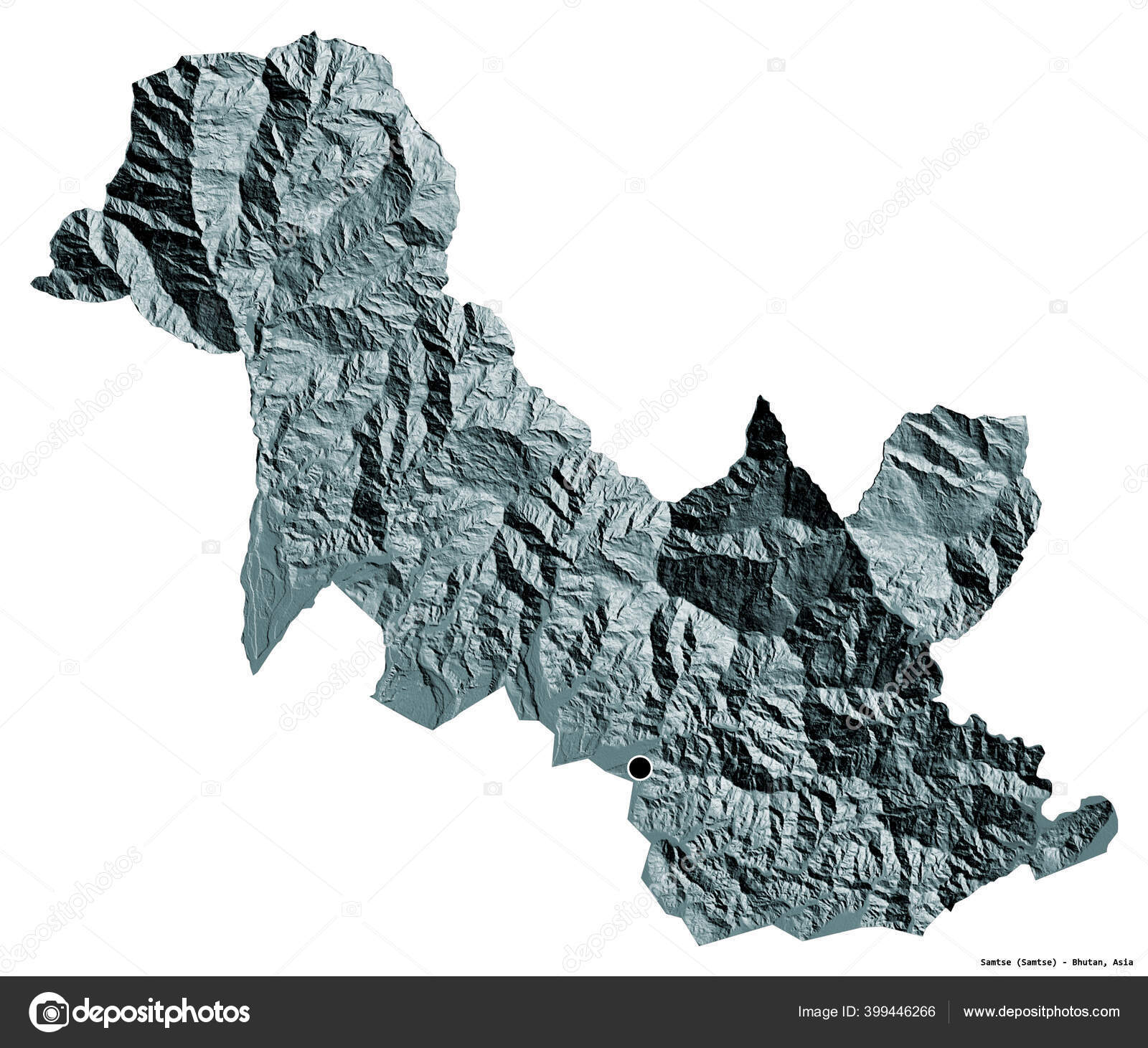 Shape Samtse District Bhutan Its Capital Isolated White Background ...