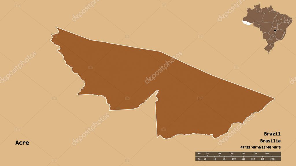 Forma de Acre, estado de Brasil, con su capital aislado sobre un fondo ...