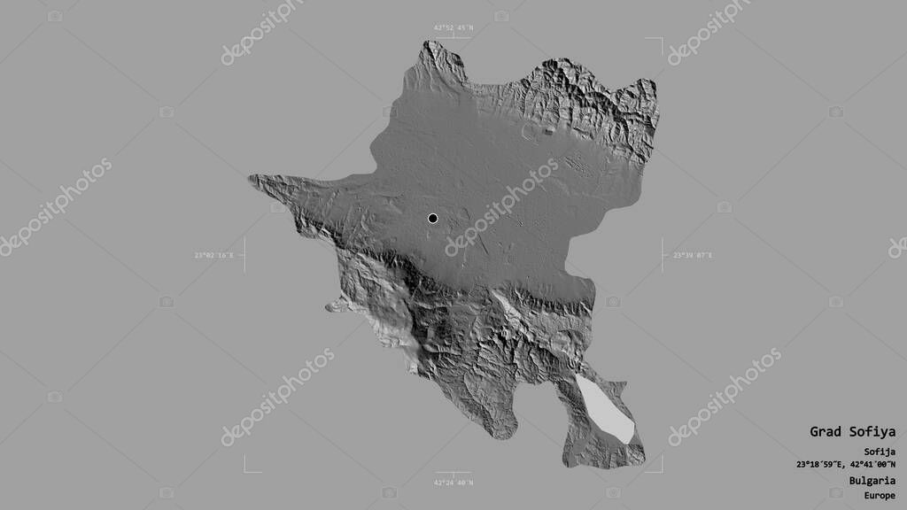 Zona de Grad Sofiya, provincia de Bulgaria, aislada sobre un fondo ...