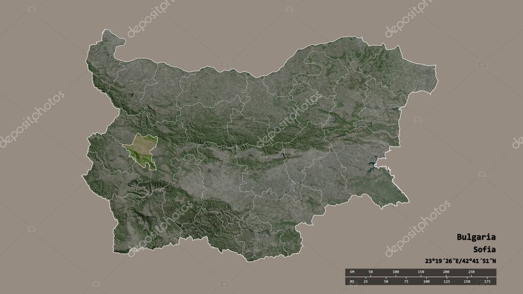 Forma desnaturalizada de Bulgaria con su capital, división regional ...