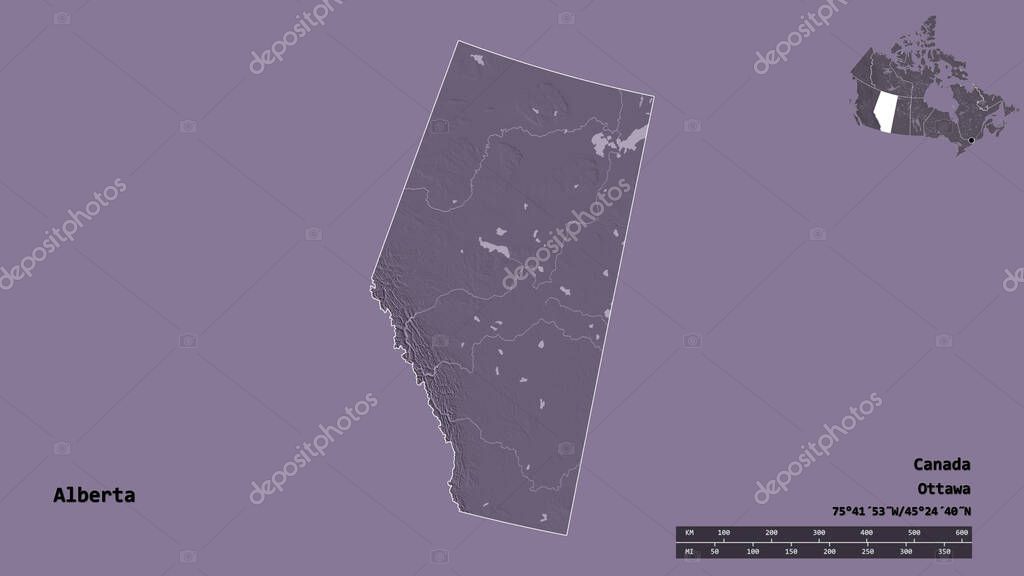 Forma de Alberta, provincia de Canadá, con su capital aislada sobre un ...