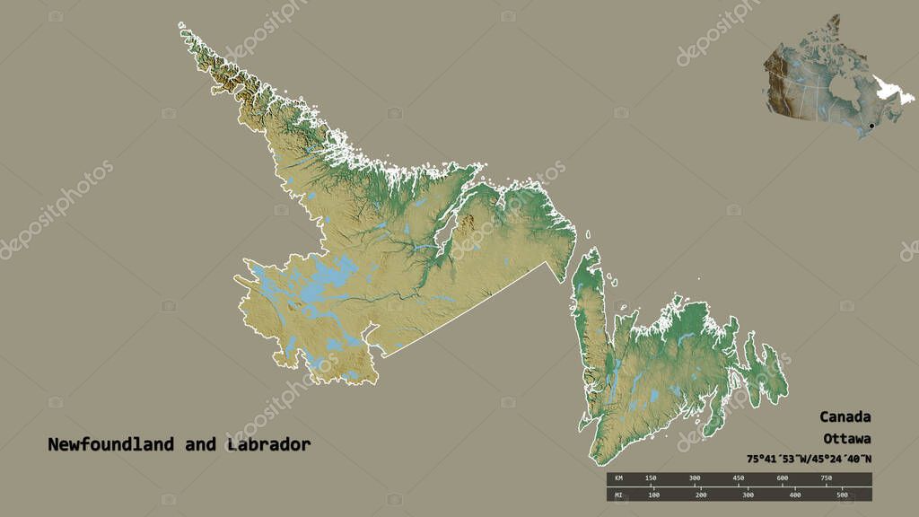 Forma de Terranova y Labrador, provincia de Canadá, con su capital ...