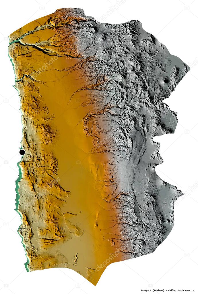 Forma de Tarapaca, región de Chile, con su capital aislada sobre fondo ...