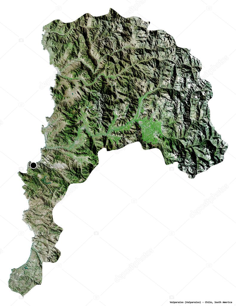 Forma de Valpara so, regi n de Chile, con su capital aislada sobre fondo blanco. Im genes de sat ...
