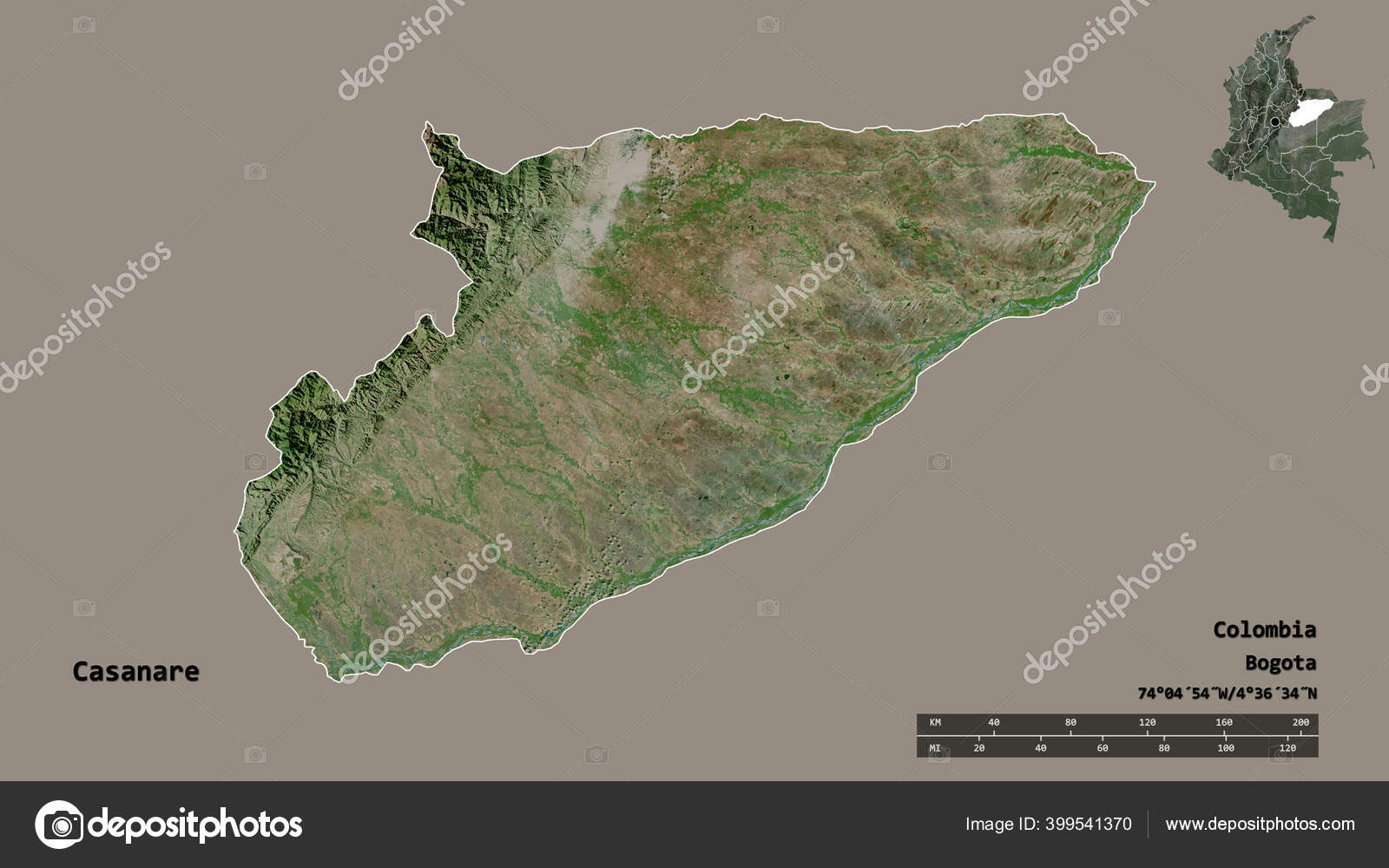 Shape Casanare Intendancy Colombia Its Capital Isolated Solid ...