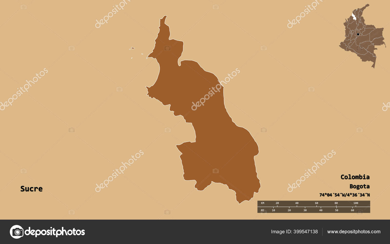 Shape Sucre Department Colombia Its Capital Isolated Solid Background ...