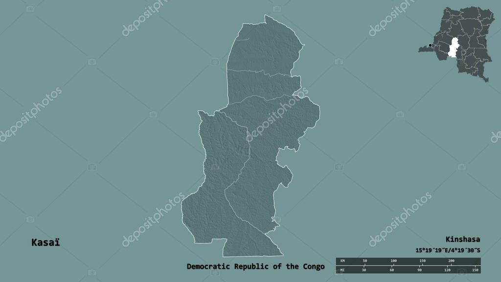 Forma de Kasai, provincia de la República Democrática del Congo, con su ...