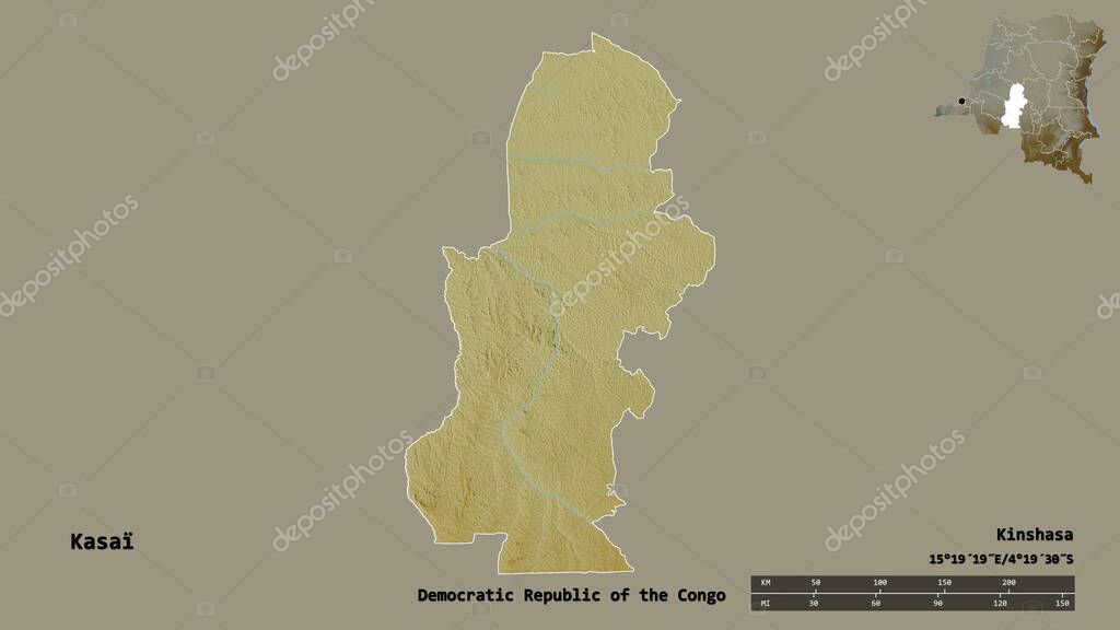 Forma de Kasai, provincia de la República Democrática del Congo, con su ...