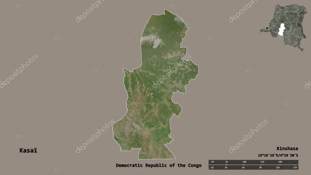 Forma de Kasai, provincia de la República Democrática del Congo, con su ...