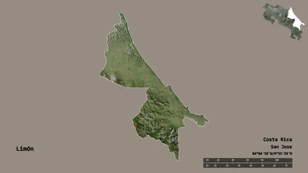Shape of Limon, province of Costa Rica, with its capital isolated on ...