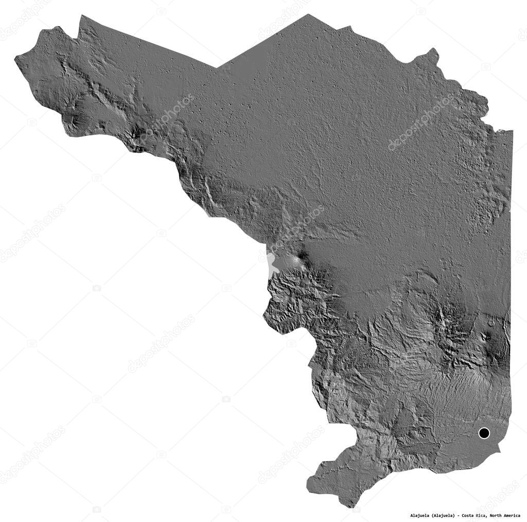 Forma de Alajuela, provincia de Costa Rica, con su capital aislada ...