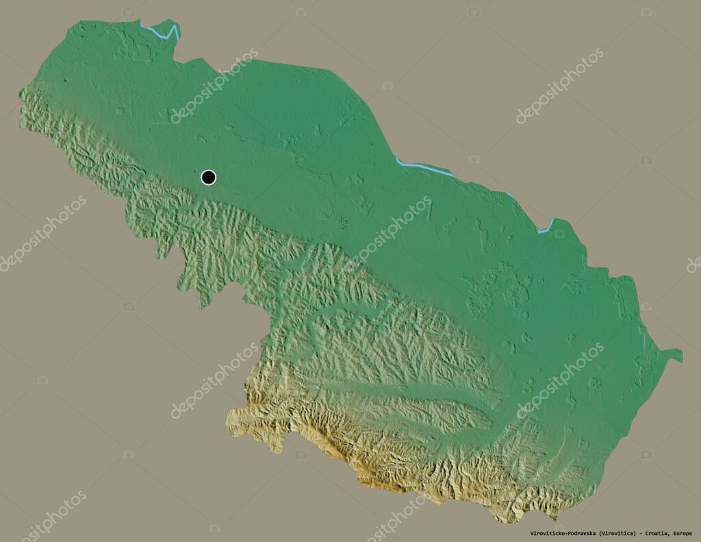 Forma de Viroviticko-Podravska, provincia de Croacia, con su capital ...