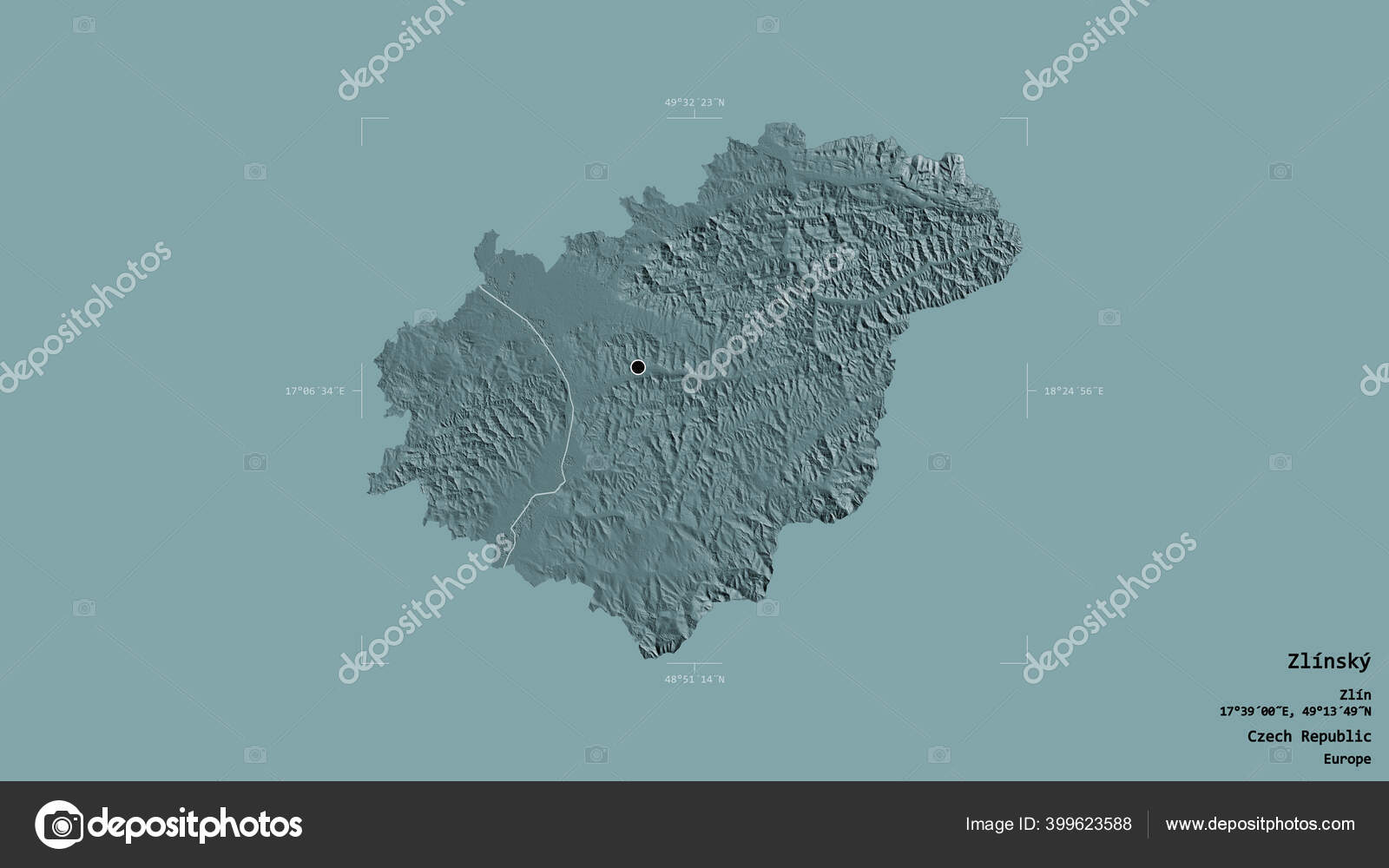 Area Zlinsky Region Czech Republic Isolated Solid Background ...