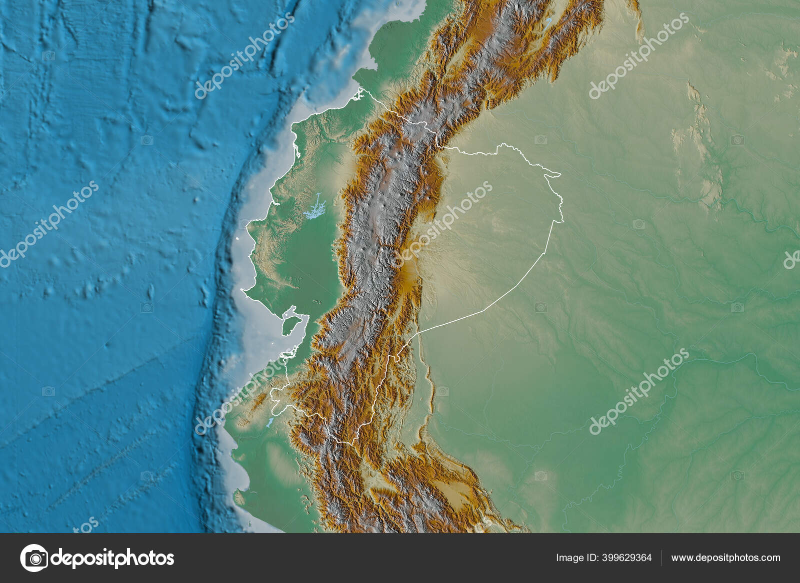 Área Extendida Del Delineado Ecuador Mapa Topográfico Relieve ...