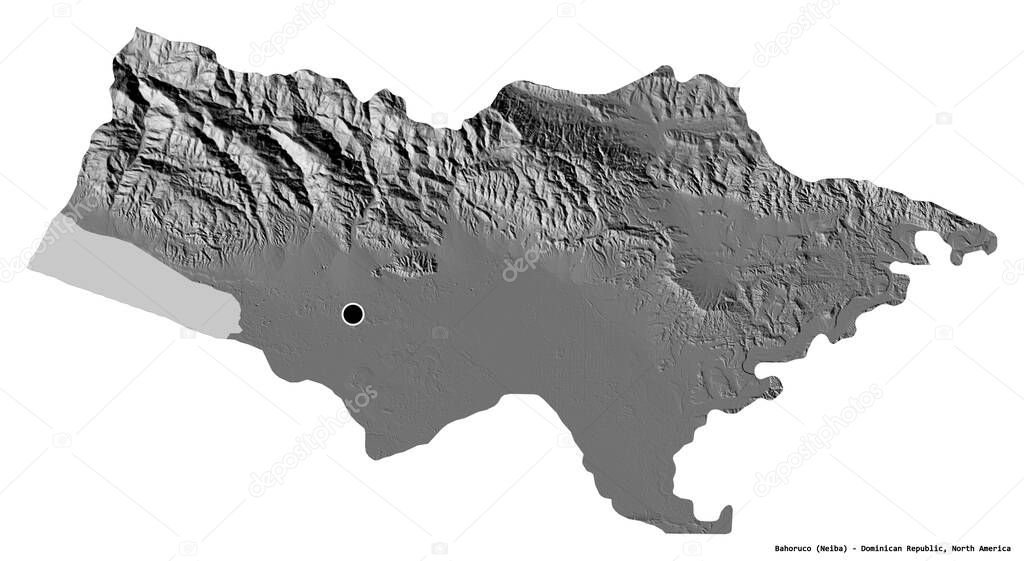 Forma de Bahoruco, provincia de República Dominicana, con su capital ...