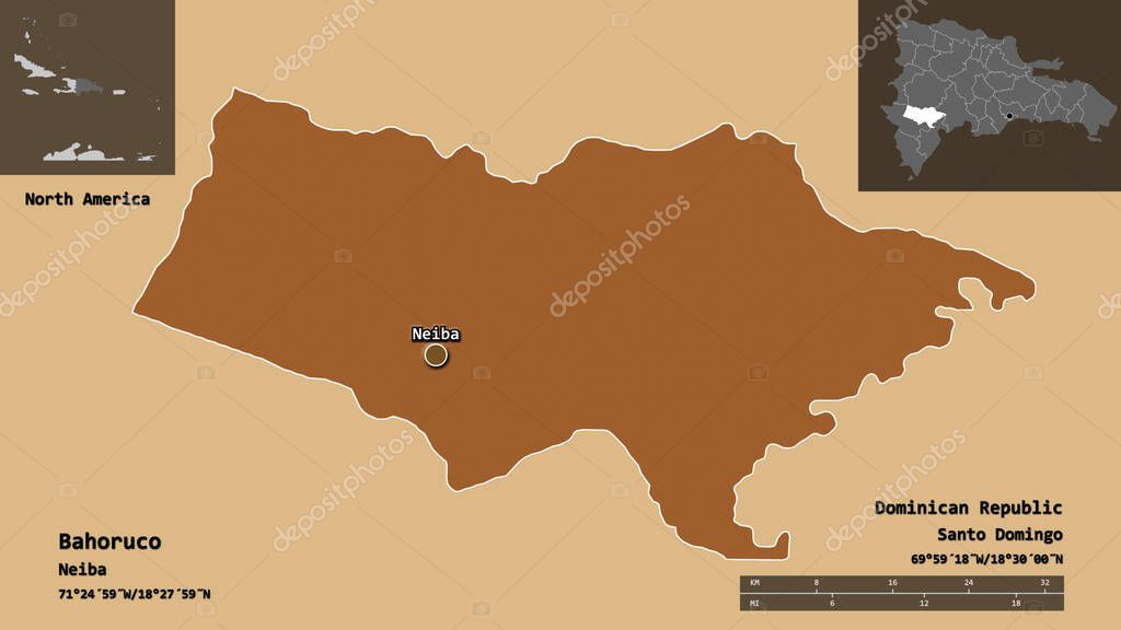 Forma de Bahoruco, provincia de República Dominicana, y su capital ...