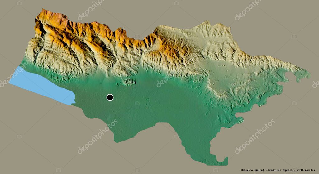 Forma de Bahoruco, provincia de República Dominicana, con su capital ...