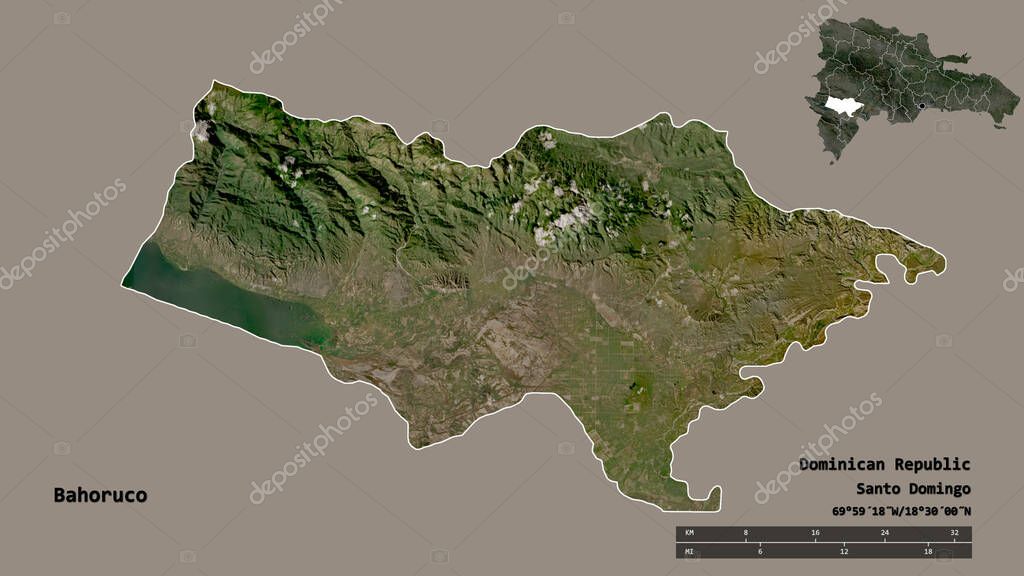 Forma de Bahoruco, provincia de República Dominicana, con su capital ...