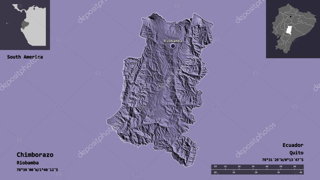 Forma del Chimborazo, provincia de Ecuador, y su capital. Escala de ...