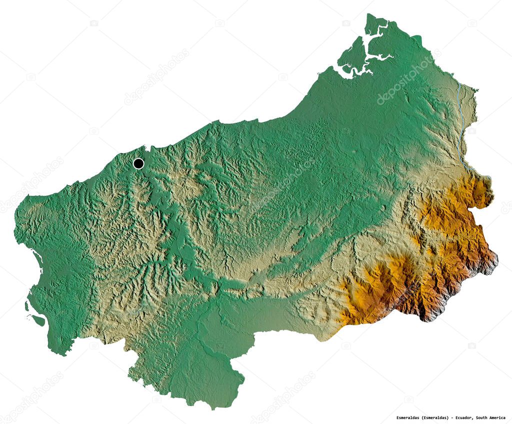Forma de Esmeraldas, provincia de Ecuador, con su capital aislada sobre ...