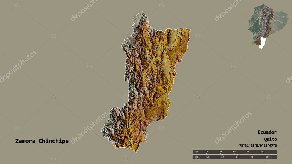 Forma de Zamora Chinchipe, provincia de Ecuador, con su capital aislada ...