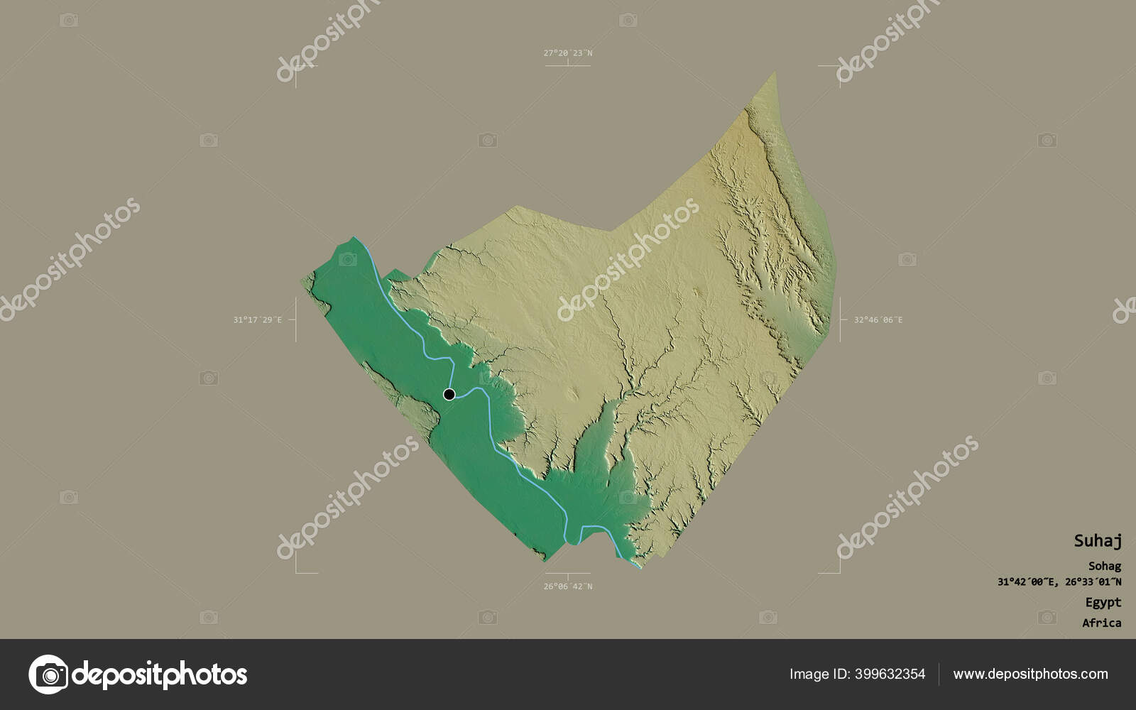 Area Suhaj Governorate Egypt Isolated Solid Background Georeferenced ...