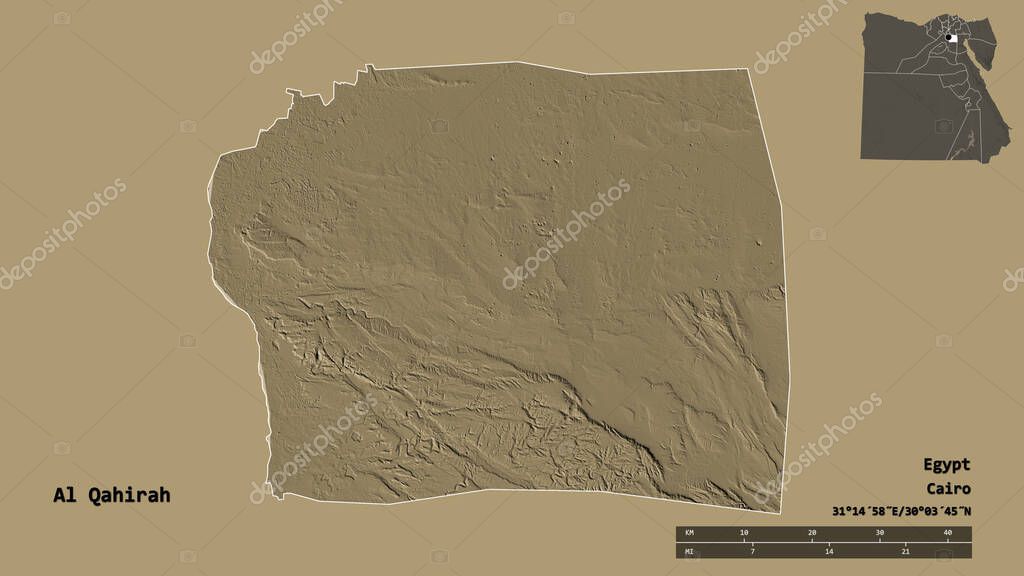 Forma de Al Qahirah, gobernación de Egipto, con su capital aislada ...