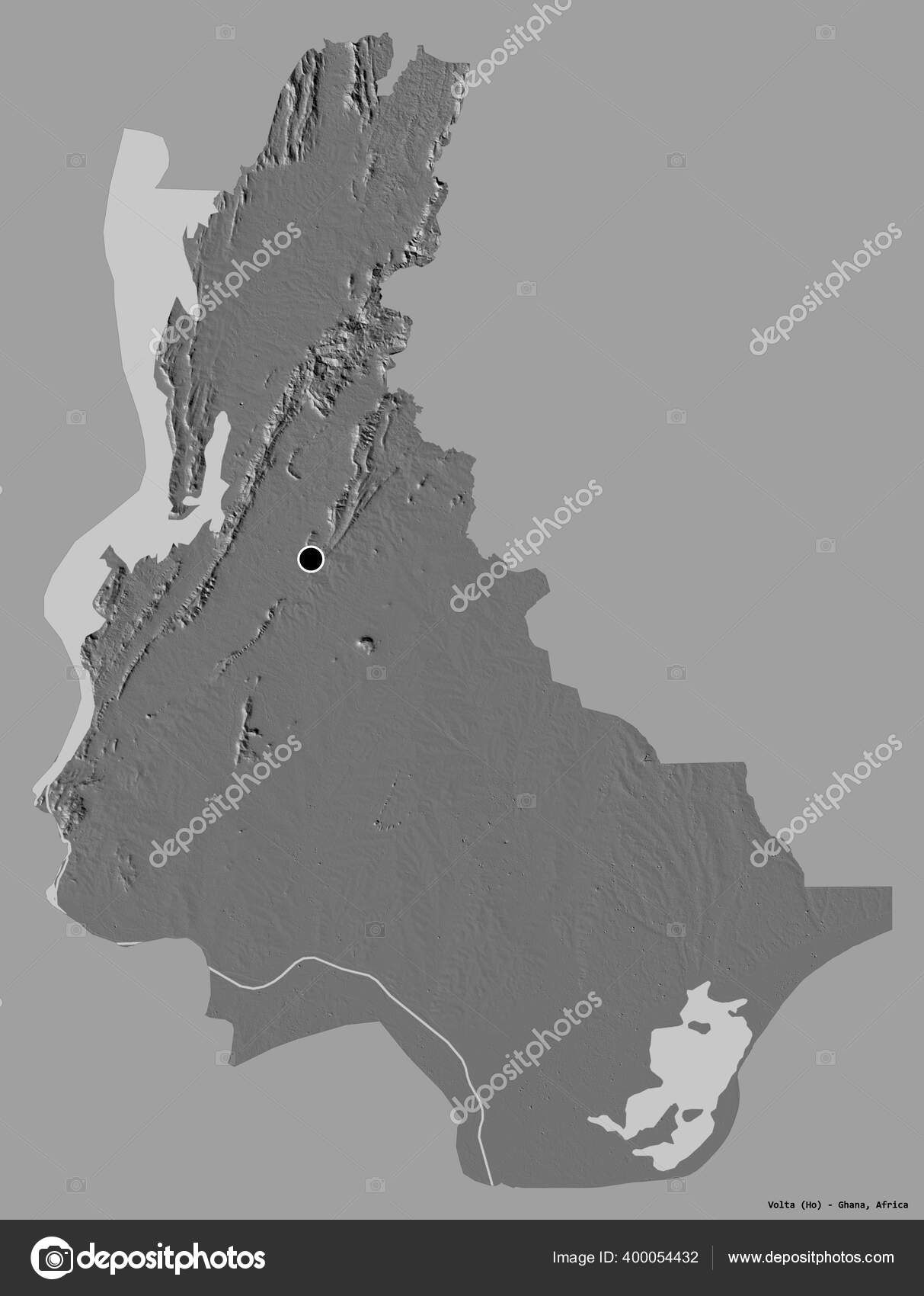 Shape Volta Region Ghana Its Capital Isolated Solid Color Background ...