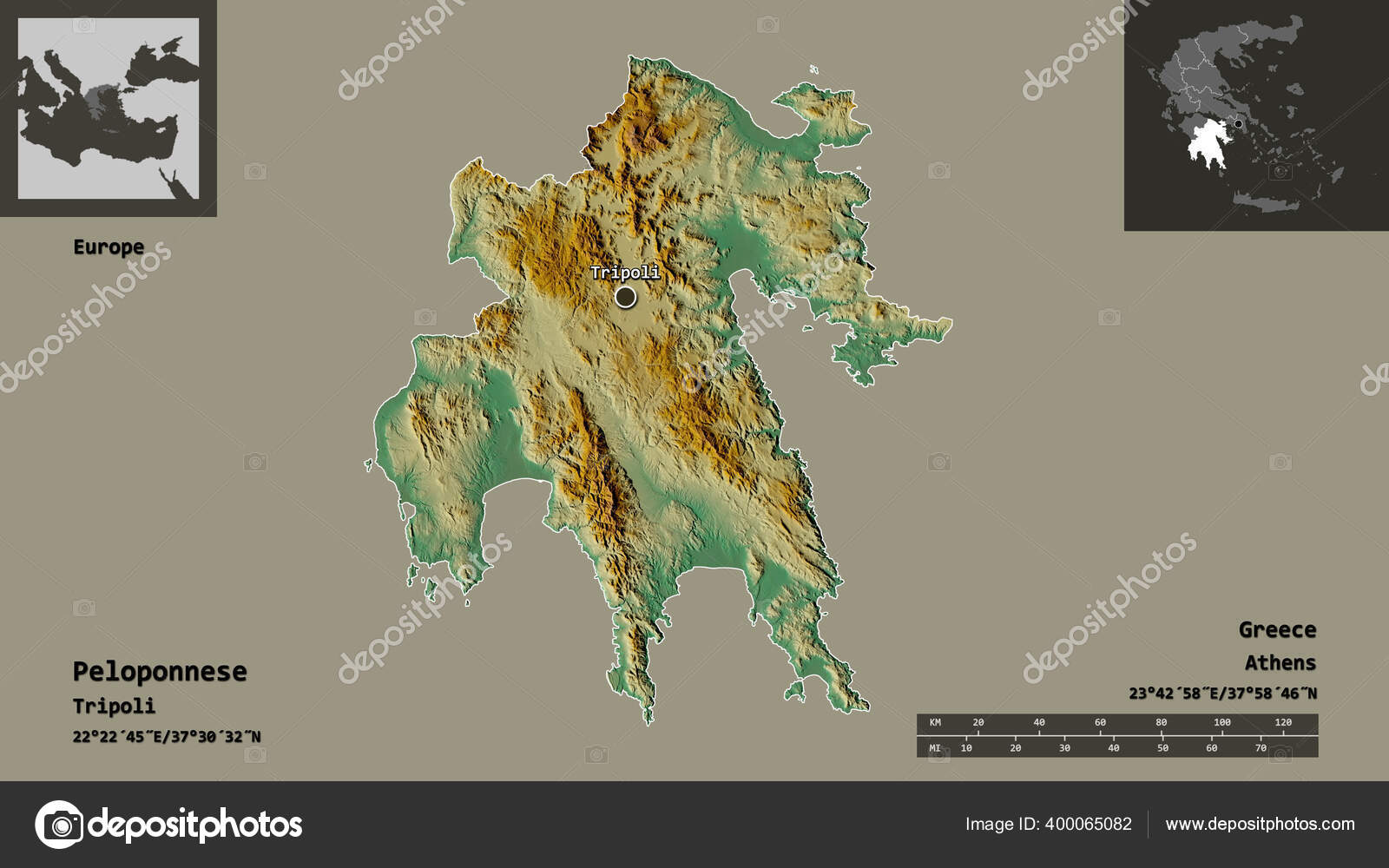 Shape Peloponnese Decentralized Administration Greece Its Capital ...