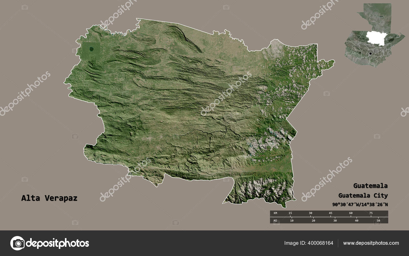 Shape Alta Verapaz Department Guatemala Its Capital Isolated Solid ...