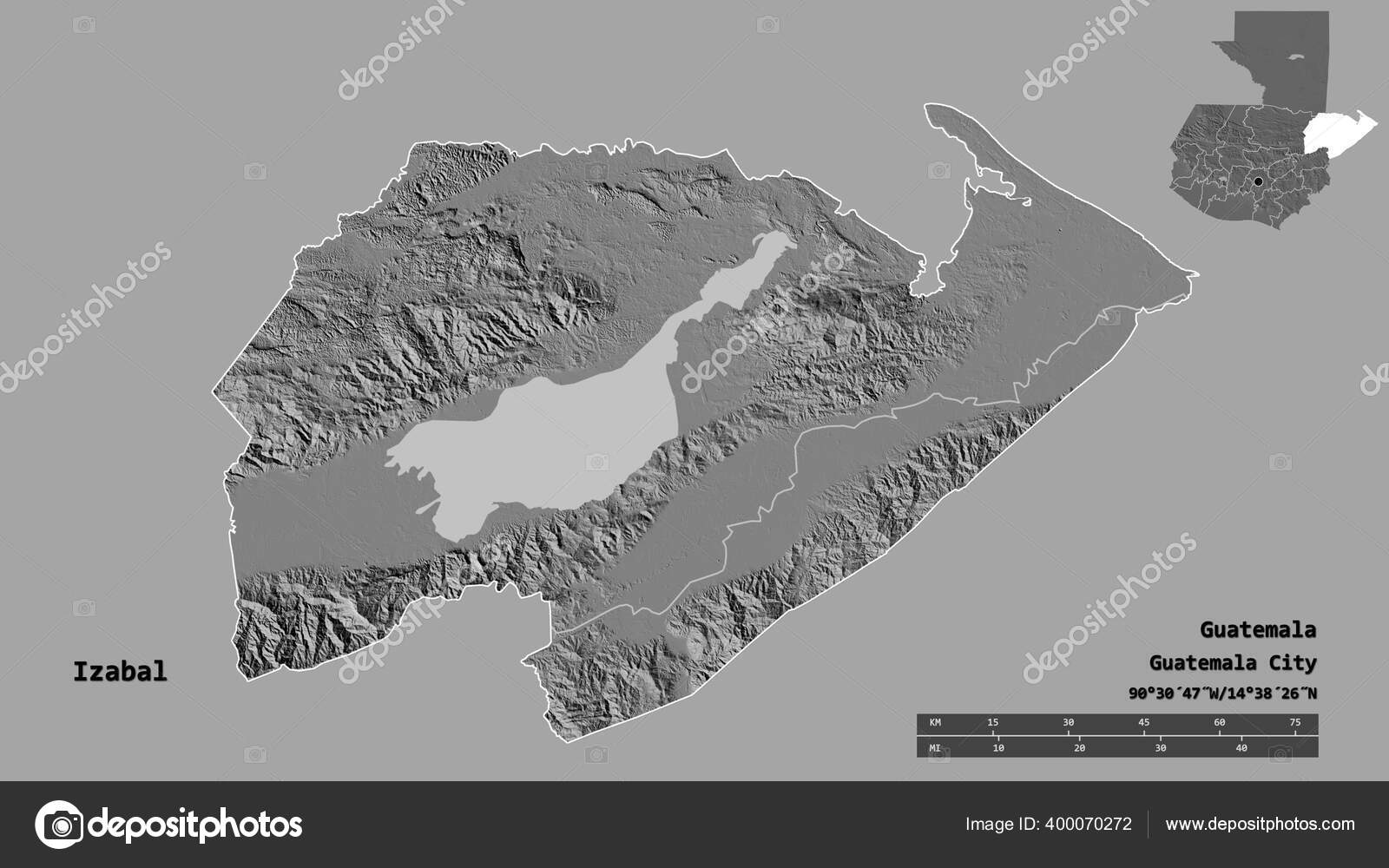 Izabal Map Shape Of Izabal, Department Of Guatemala, With Its Capital