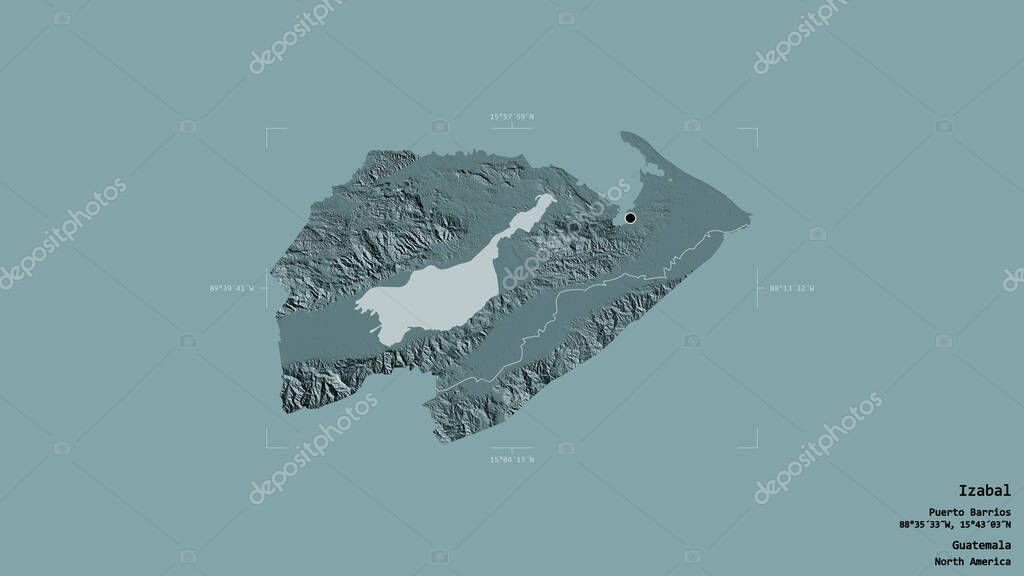 Zona de Izabal, departamento de Guatemala, aislada sobre un fondo ...