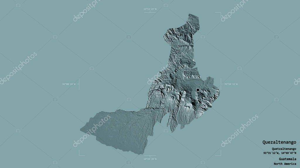 Área de Quezaltenango, departamento de Guatemala, aislada sobre un ...