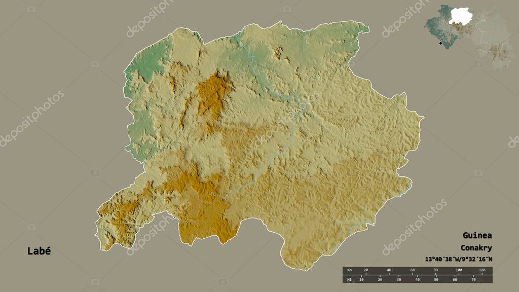 Forma de Labe, región de Guinea, con su capital aislada sobre un fondo ...